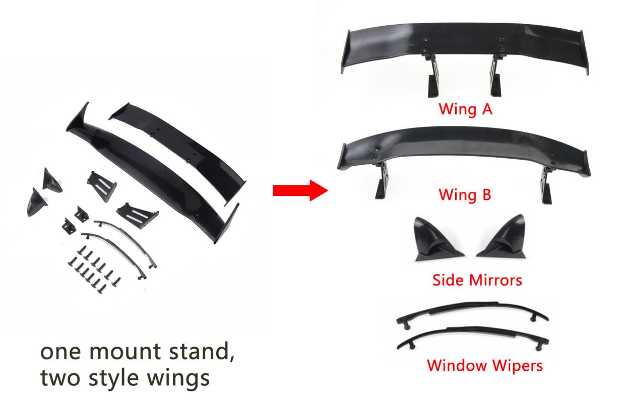 1/10 RC On Road Car Accessory Spoiler Wing with Mounting and Side ...