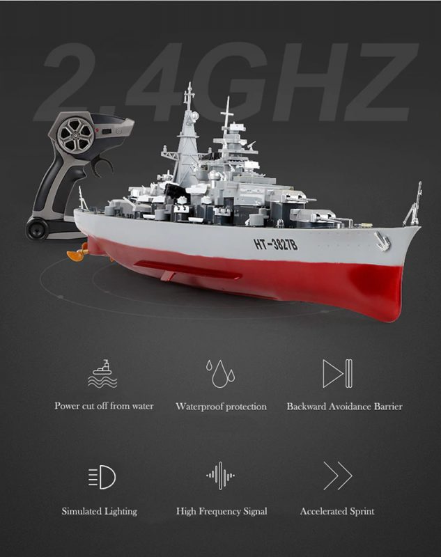 1/360 RC Radio Remote Control Ready to Run RTR 2.4G German Bismarck ...