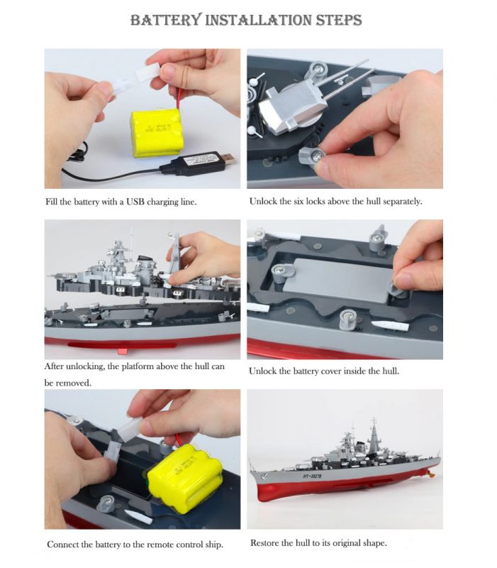 1/360 RC Radio Remote Control Ready to Run RTR 2.4G German Bismarck ...