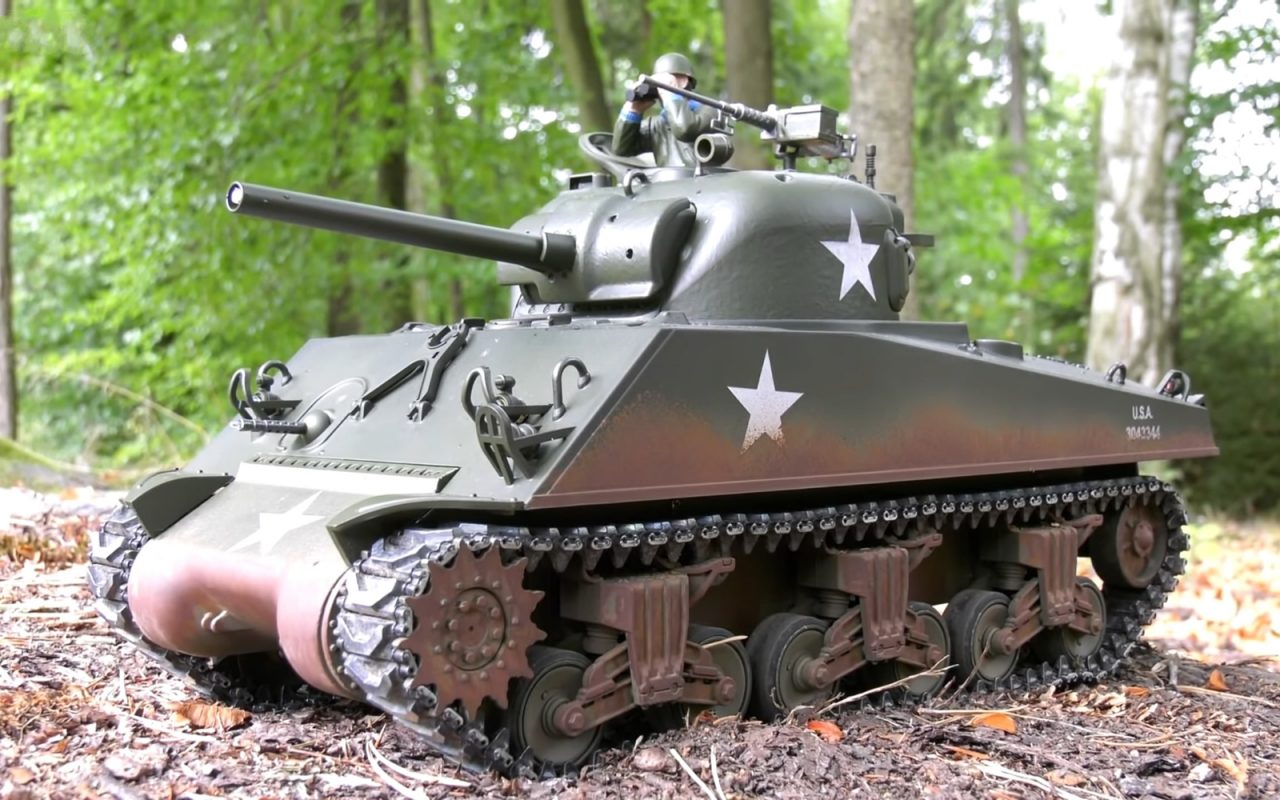 1/16 2.4G RC Taigen Smoke&Sound USA Sherman M4A3 75mm Airsoft Tank ...