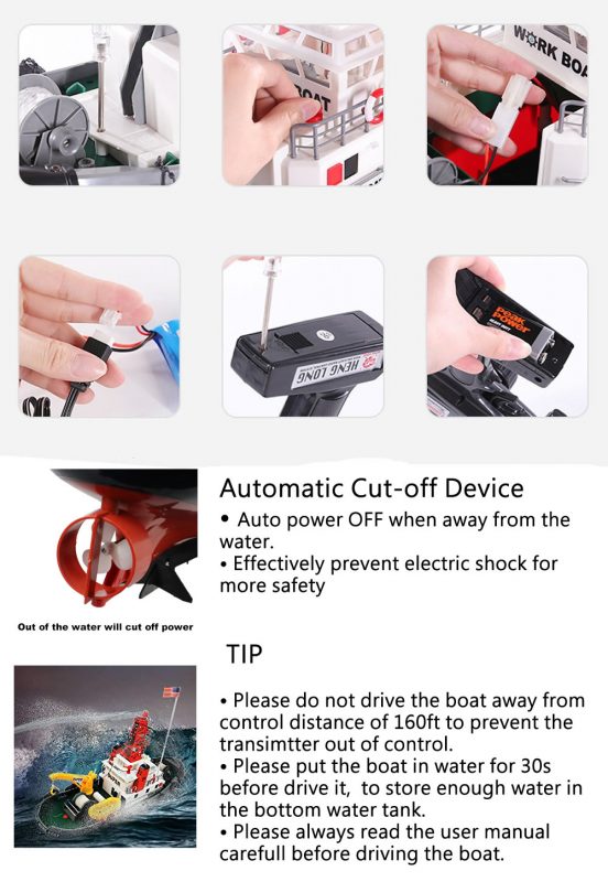 RC Remote Control 2.4G Seaport TugBoat Work Boat With Lights & Spurt ...