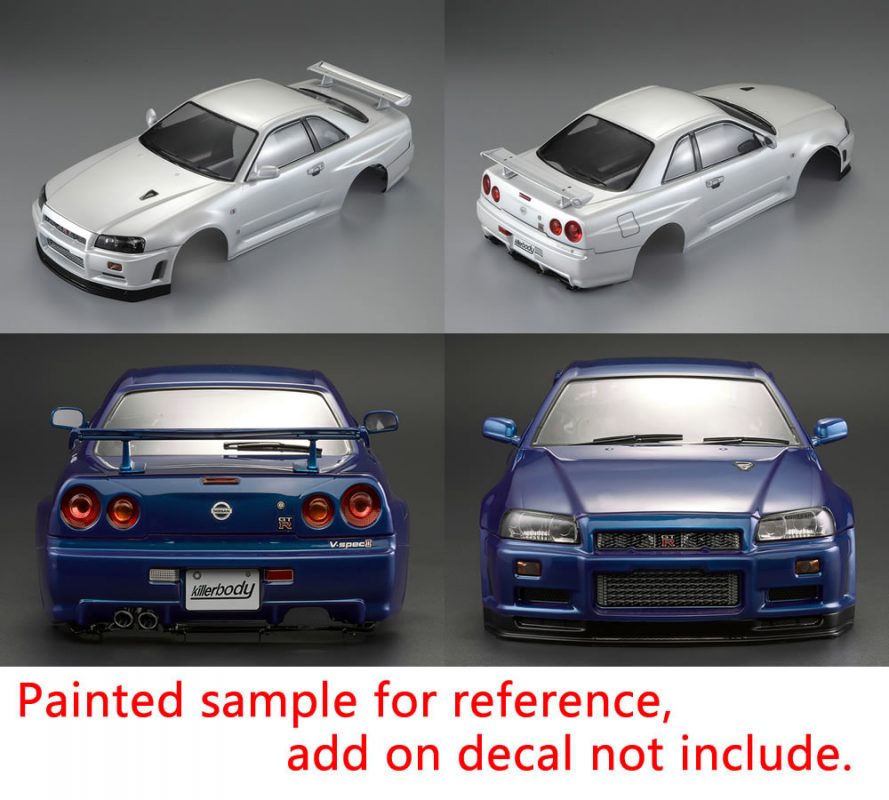 Killerbody 1/10 Nissan Skyline GTR R34 RC Drift Car Transparent Body ...